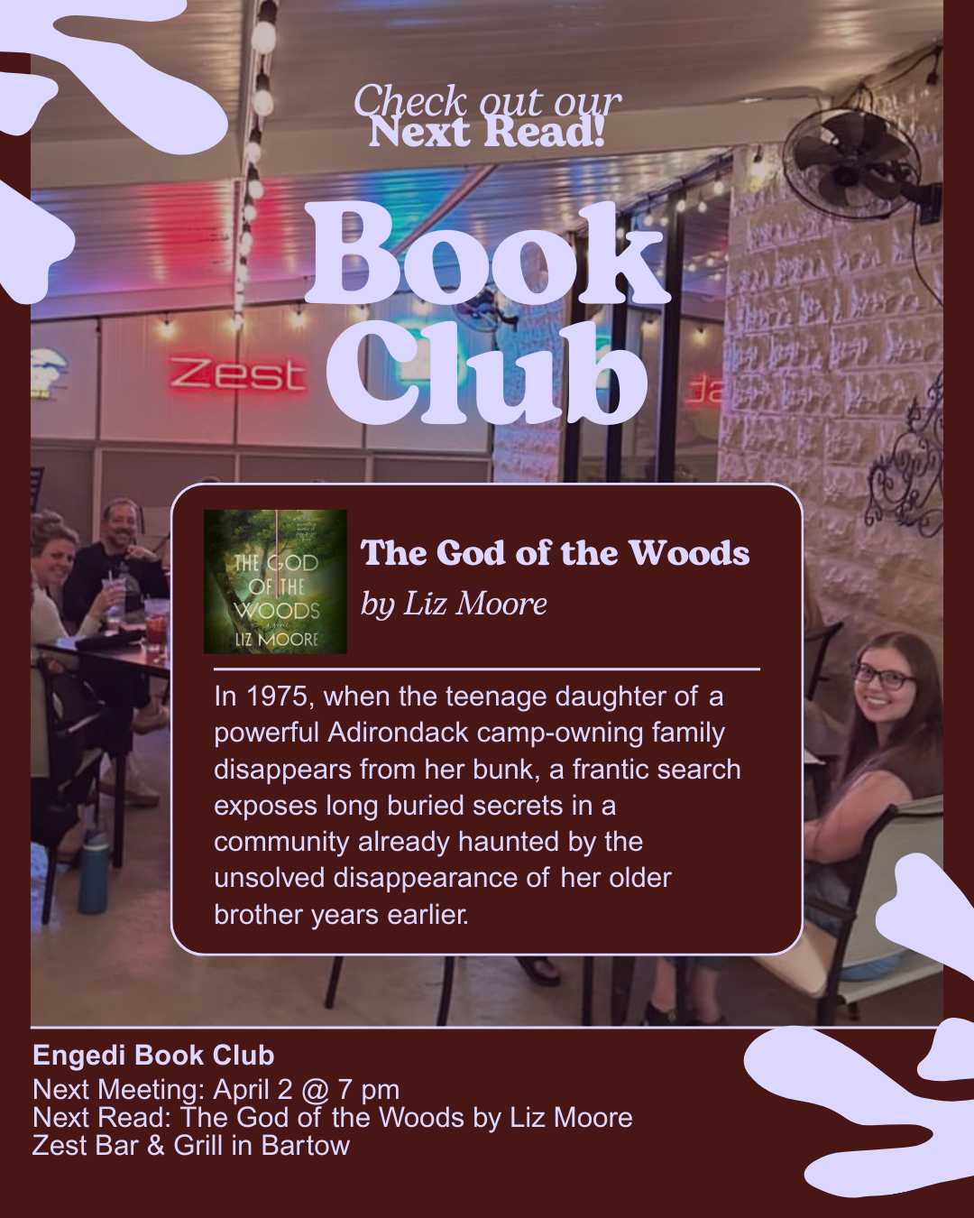 Book Club: The God of the Woods - April 2nd - Engedi Mind and Body